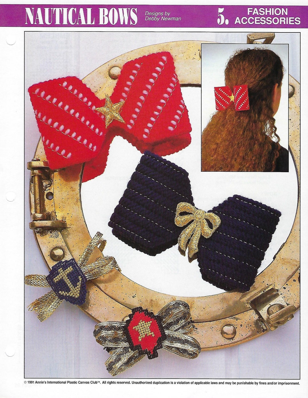 Nautical Bows Plastic Canvas Pattern/annie's International Plastic ...