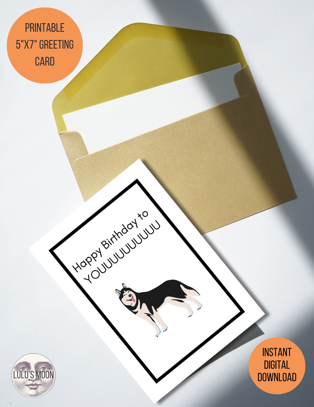 Happy Birthday Dog Card - 5"x7" Printable Digital Download - Etsy