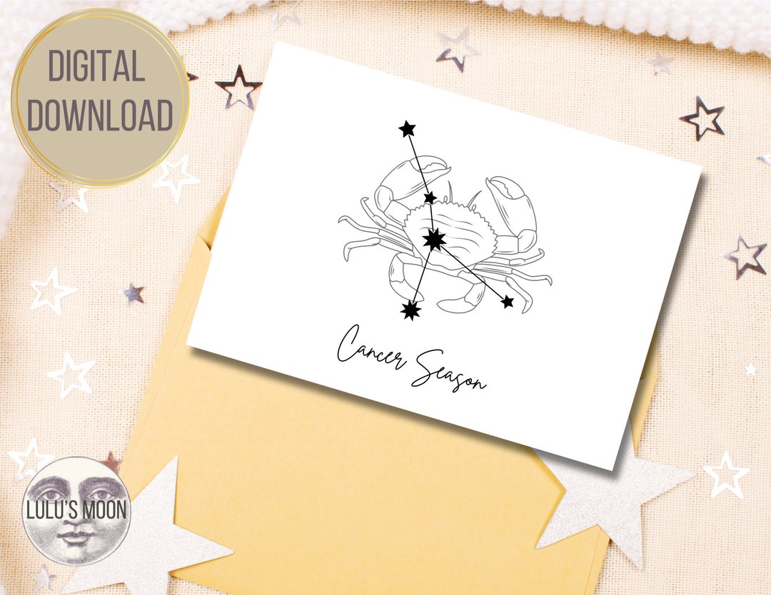 Cancer Season 5"x7" Zodiac Card Digital Download - Cancer Birthday Card ...