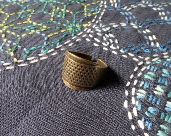 Knuckle Thimble Little House Adjustable Ring Knuckle Thimble for Sashiko, Hand Quilting, Sewing ...