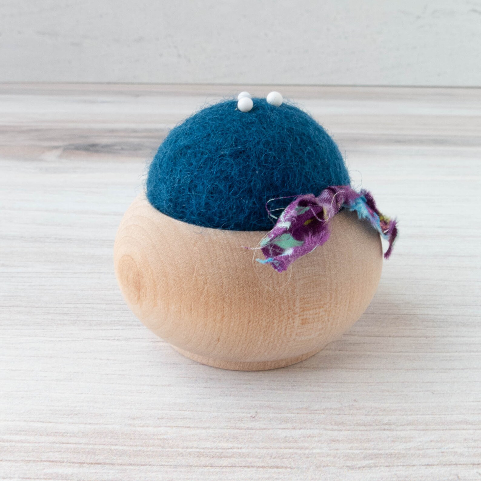 Felt Pincushion ONE 1 Felt Pincushion With a Wood Turned - Etsy