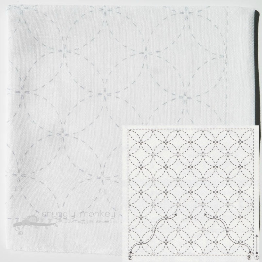 Sashiko Kit | Olympus Sashiko Patterns, Sashiko Fabric With Pre-printed ...