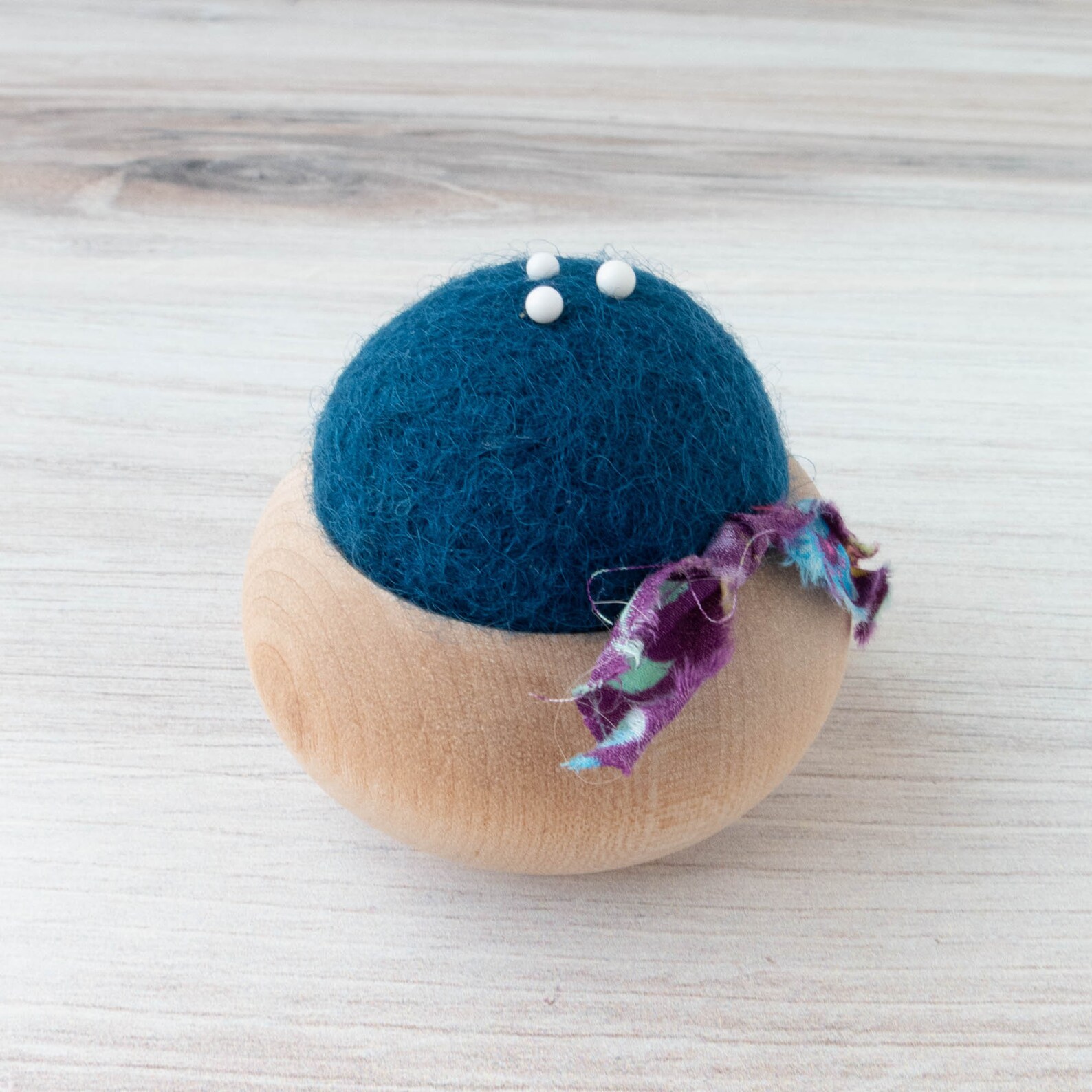 Felt Pincushion ONE 1 Felt Pincushion With a Wood Turned - Etsy