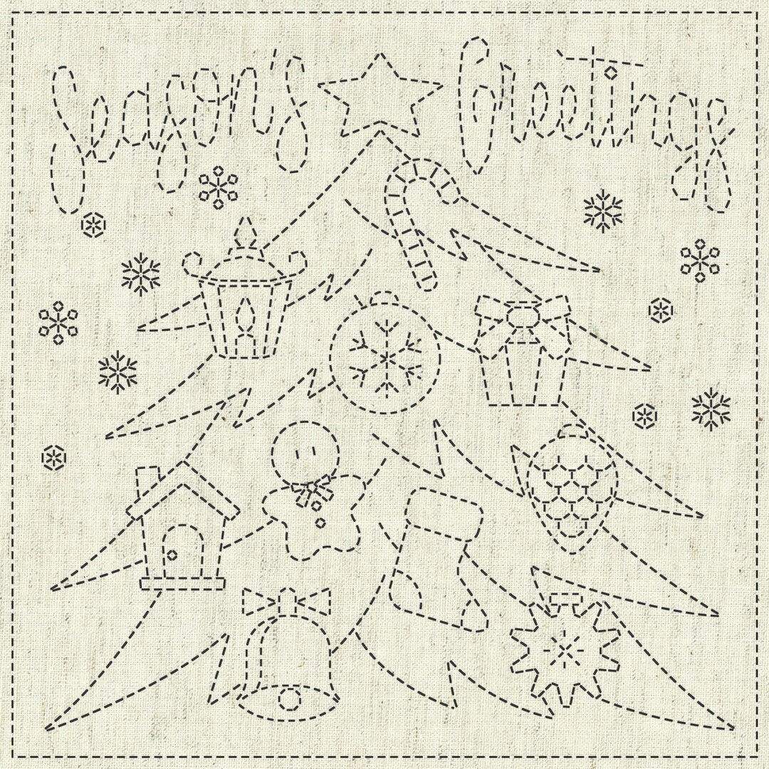 Sashiko Sampler | Pre-printed Sashiko Design on Cotton Linen Fabric ...