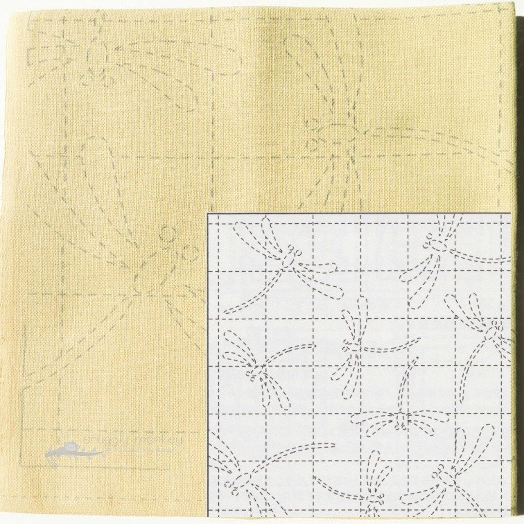 Sashiko Embroidery Kit | Japanese Hand Embroidery Pattern on Pre ...