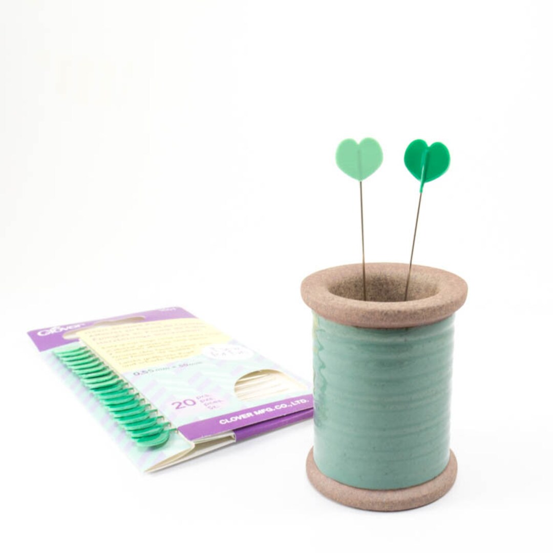 Cute Sewing Pins | Green Heart Shaped Sewing Pins by Clover for Garment ...