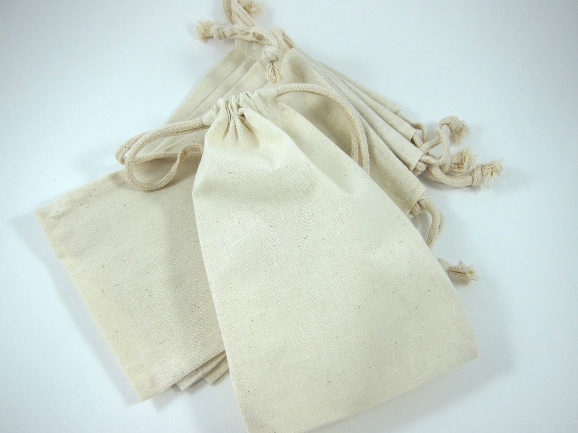 5 Large Cotton Muslin Bags Pouches 5 by 8 Inch for Jewelry | Etsy