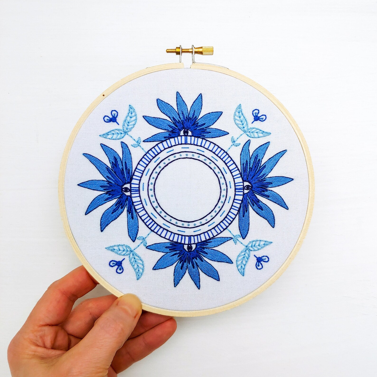 Modern Hand Embroidery Pattern Cozyblue Embroidery Kit - Etsy