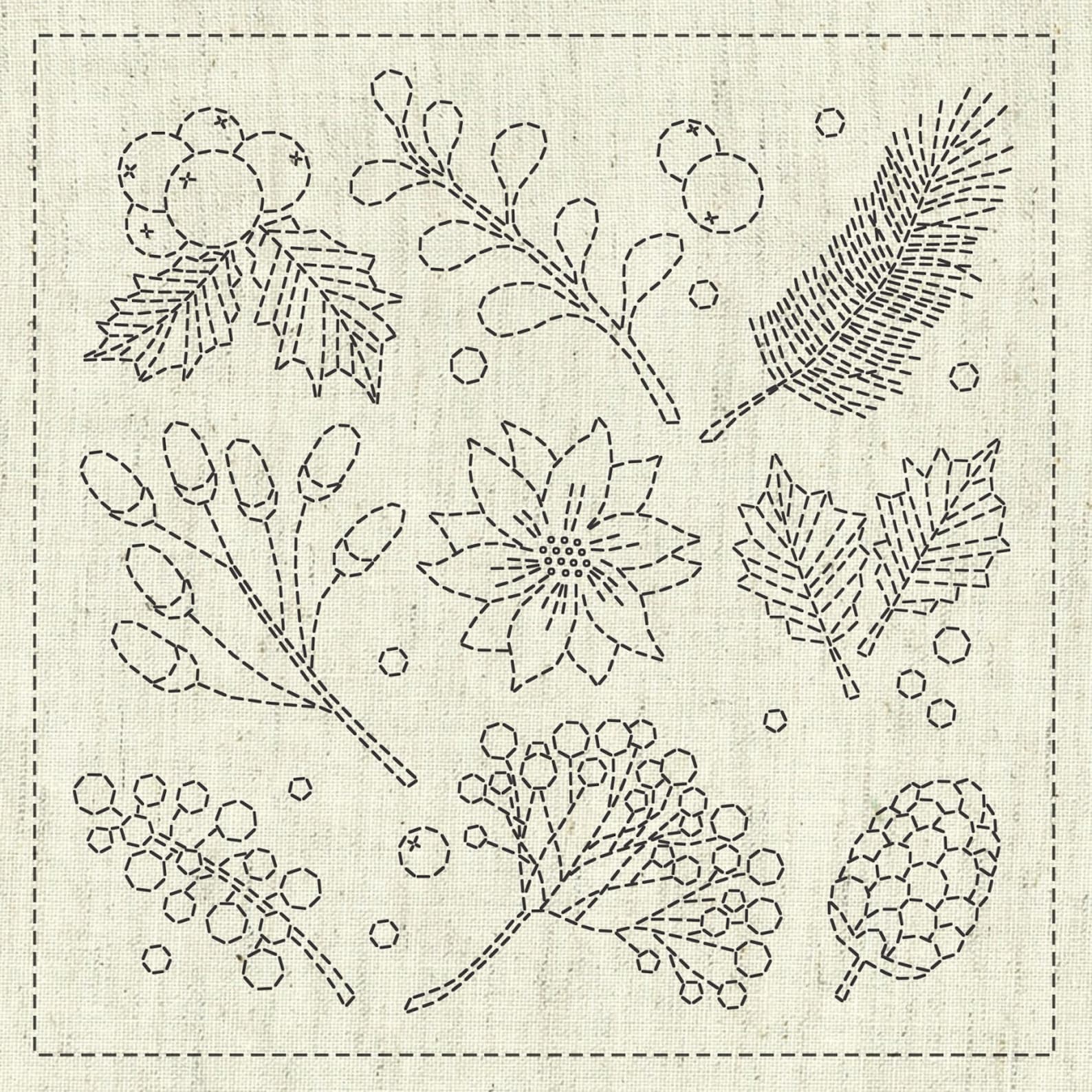 Sashiko Sampler | Pre-printed Sashiko Design on Cotton Linen Fabric ...