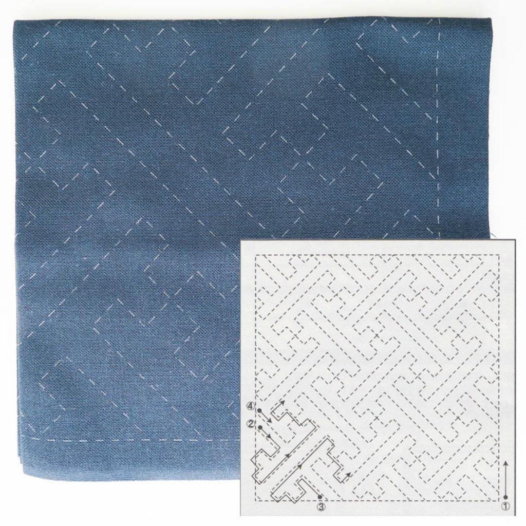Beginner Embroidery Kit | Sashiko Fabric Pattern Sampler Kit | Sashiko ...