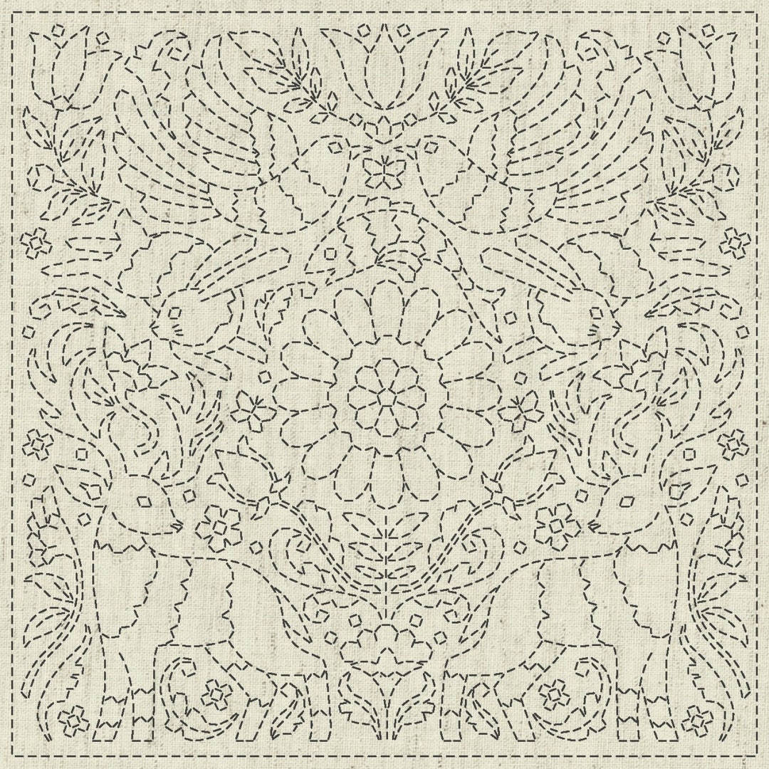 Sashiko Sampler | Pre-printed Sashiko Design on Cotton Linen Fabric ...