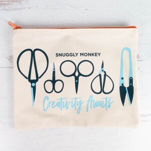 Project Bag Snuggly Monkey Cotton Canvas Zipper Pouch 8.5 Inch X 11 Inch Project Bag CREATIVITY ...