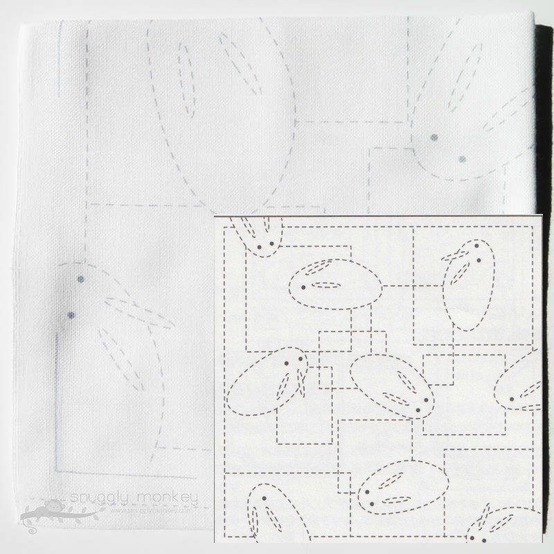 Japanese Sashiko Embroidery Kit Pre-printed Sashiko Fabric | Etsy