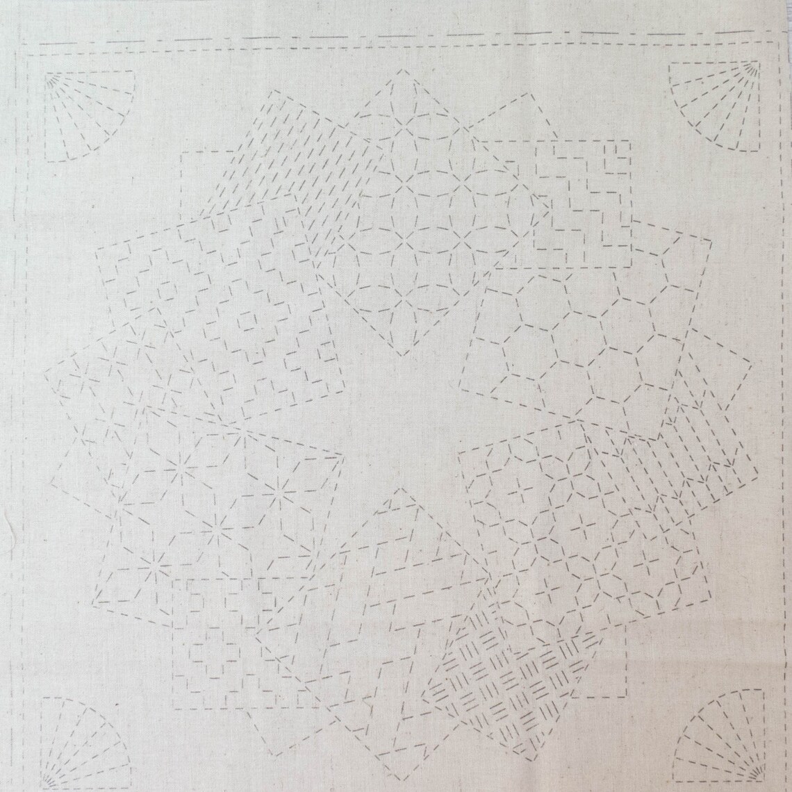 Sashiko Sampler | Pre-printed Sashiko Design on Cotton Linen Fabric ...
