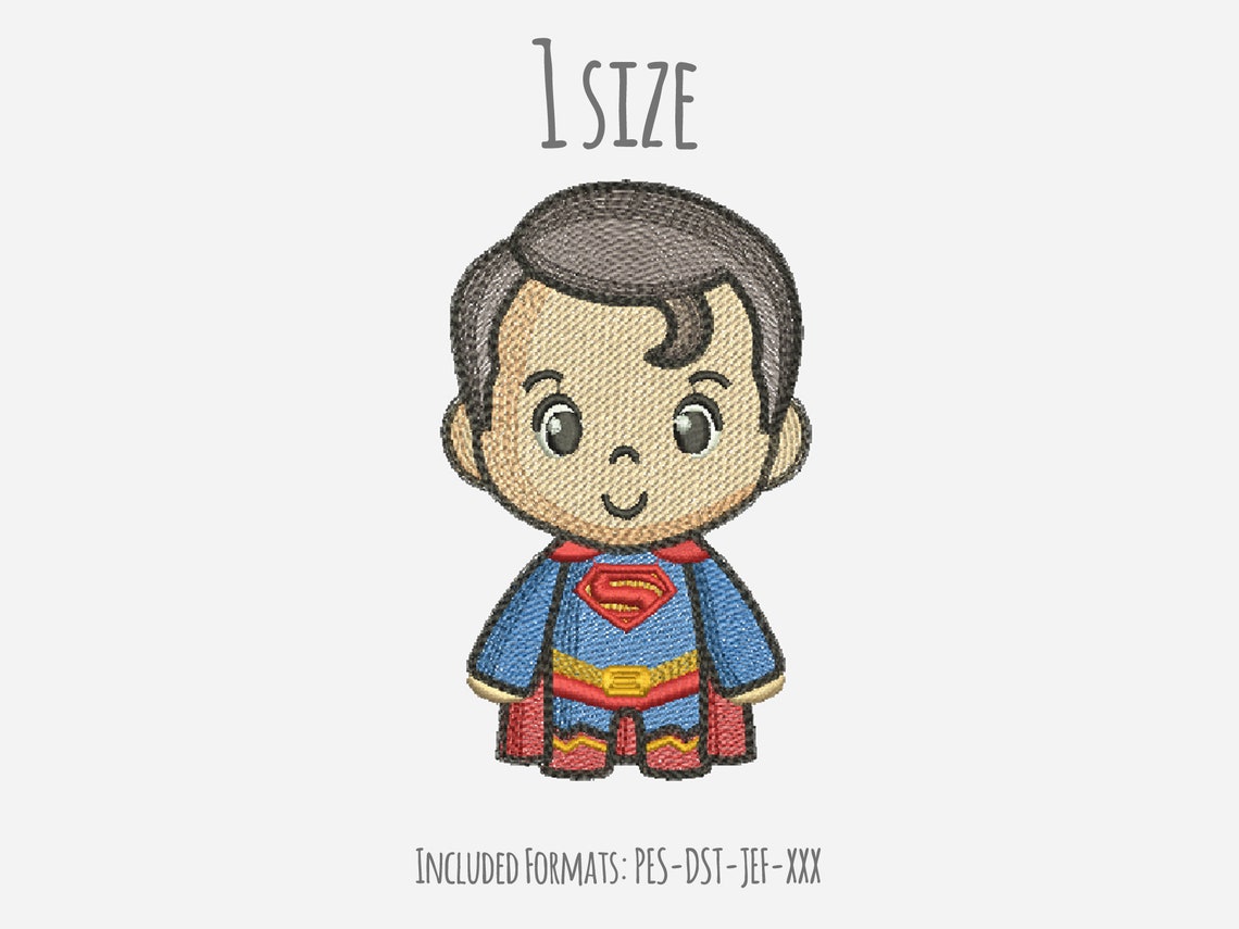 Superman Embroidery Design, Superhero Embroidery Design, Chibi ...