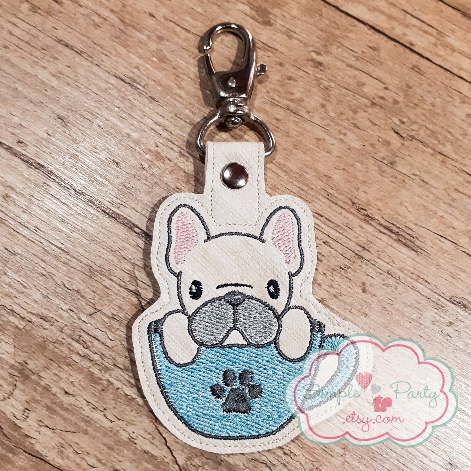 French Bulldog on Mug Snap Tab Design, Snap Tab Design, Dog Embroidery ...