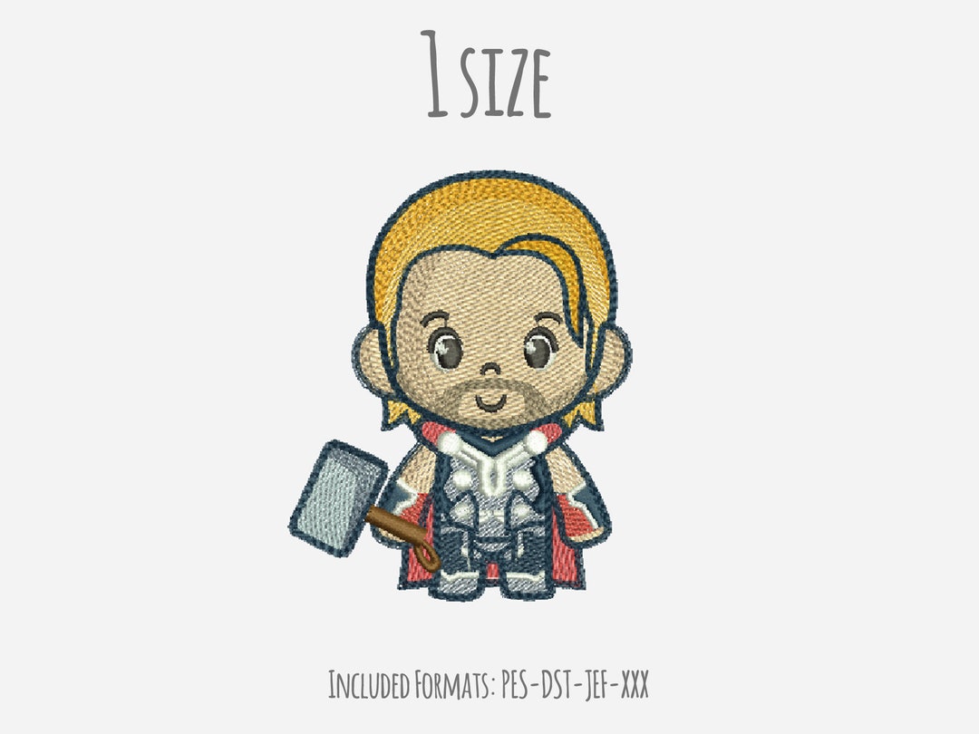 Thor Embroidery Design, Superhero Embroidery Design, Chibi, Instant ...