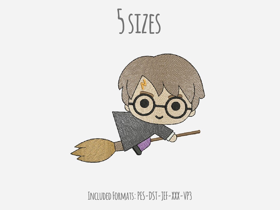 Hogwarts Wizard on the Broom Embroidery Design, Wizard Embroidery ...