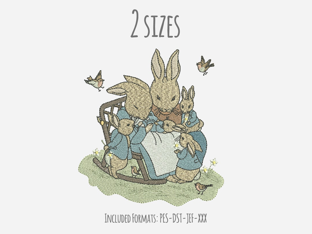 Peter Rabbit Family Embroidery Design, Embroidery Design, Rabbit ...