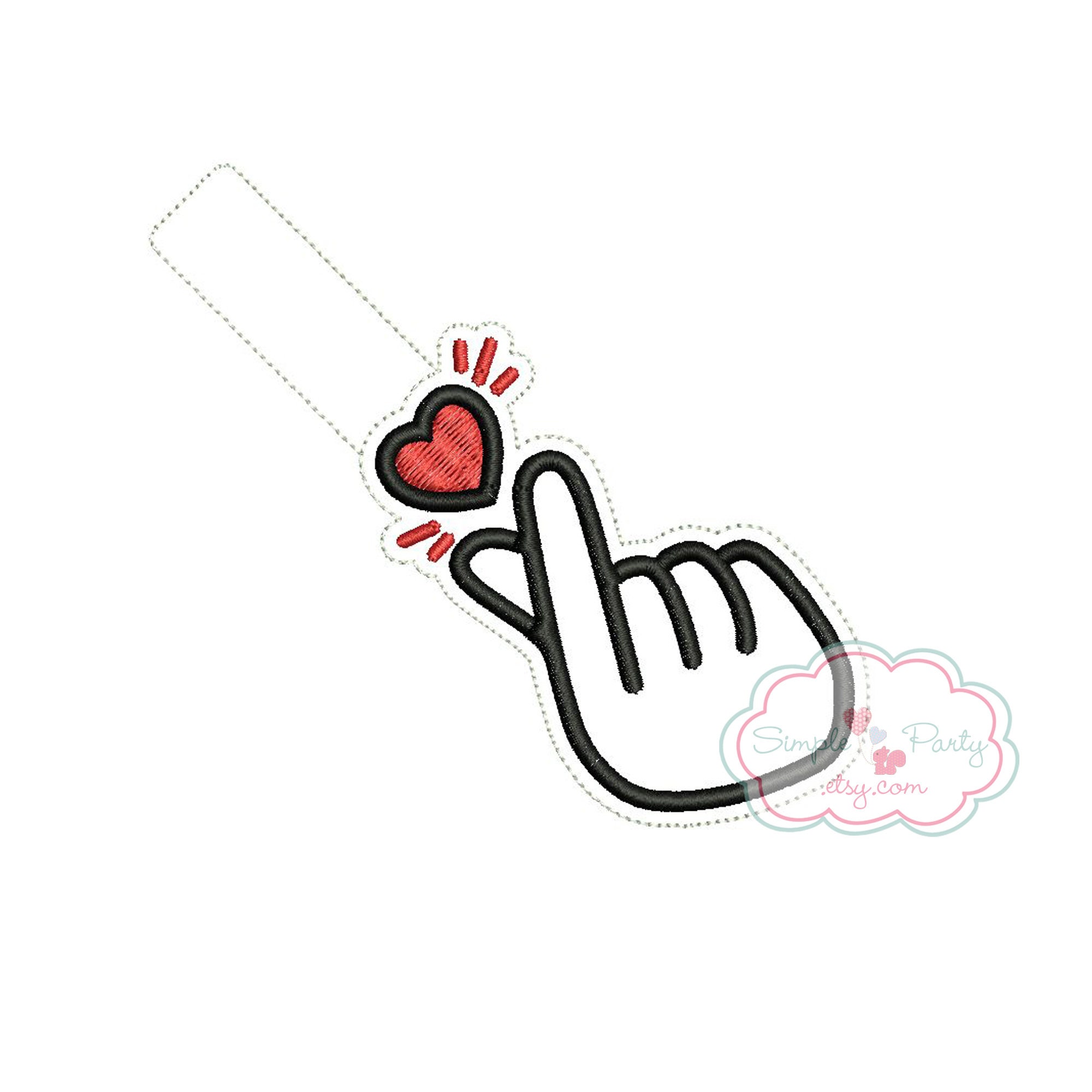 Korean Finger Heart Snap Tab Design, Snap Tab Design, Korean Finger ...