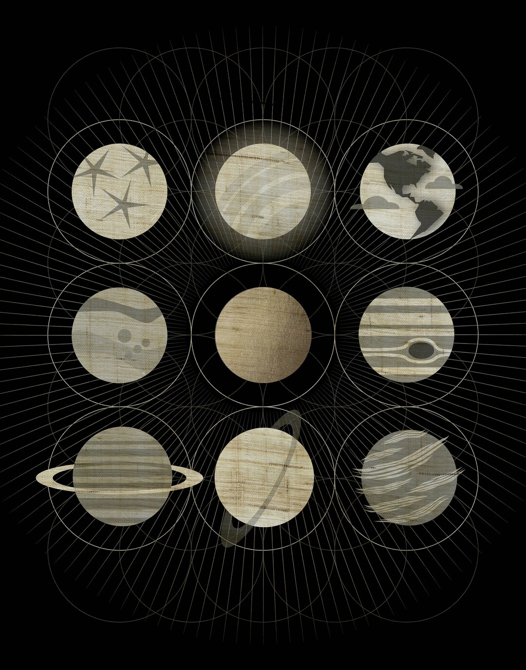 Planet Grid Art Print - Etsy
