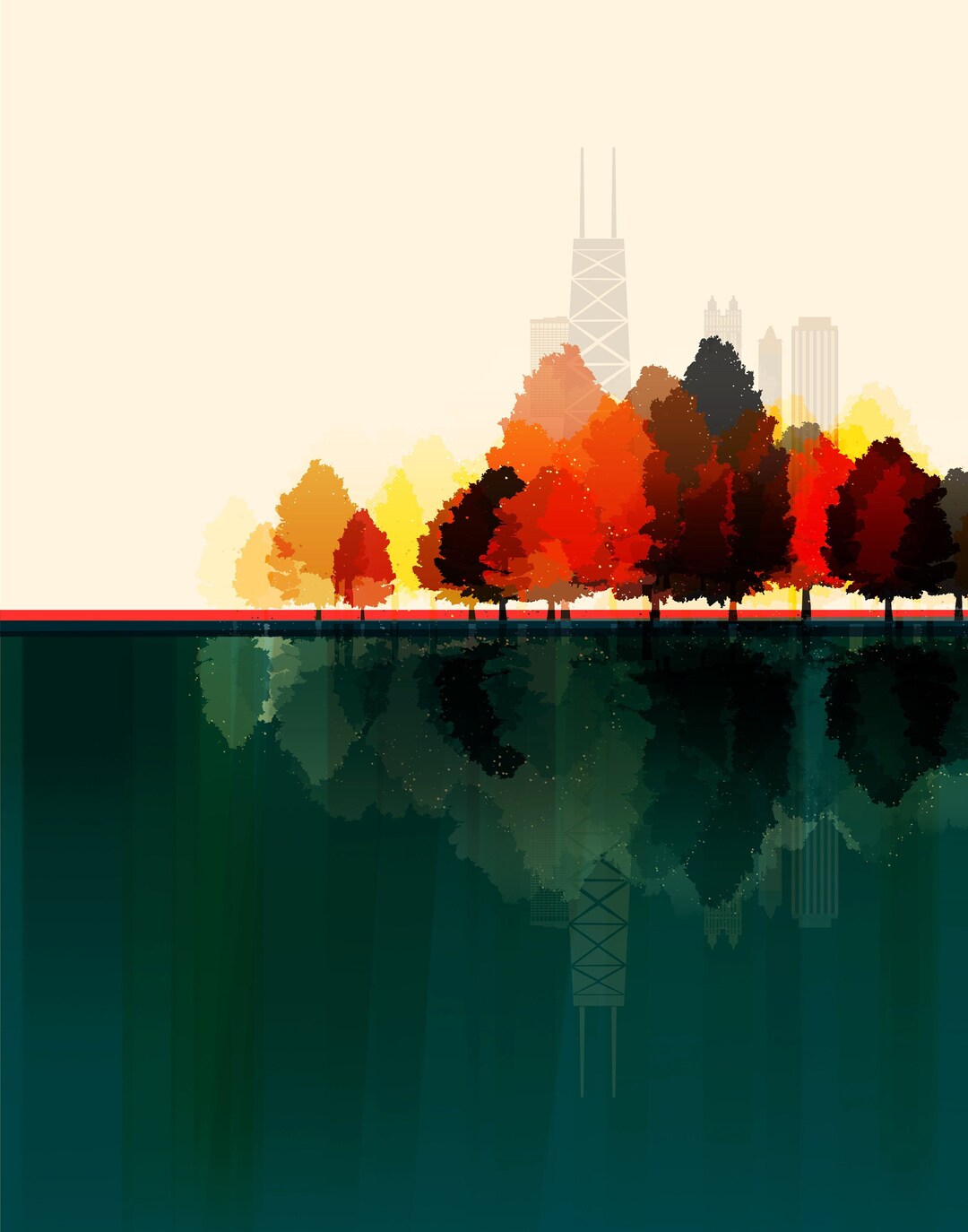 Autumn City / Chicago - Art Print - Etsy