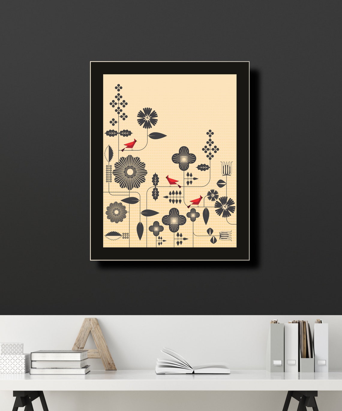 Three Cardinals Art Print - Etsy