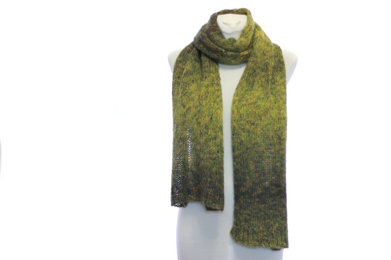 Knitted Scarf Herbal Green Stola Mohair Wrap Scarf for - Etsy