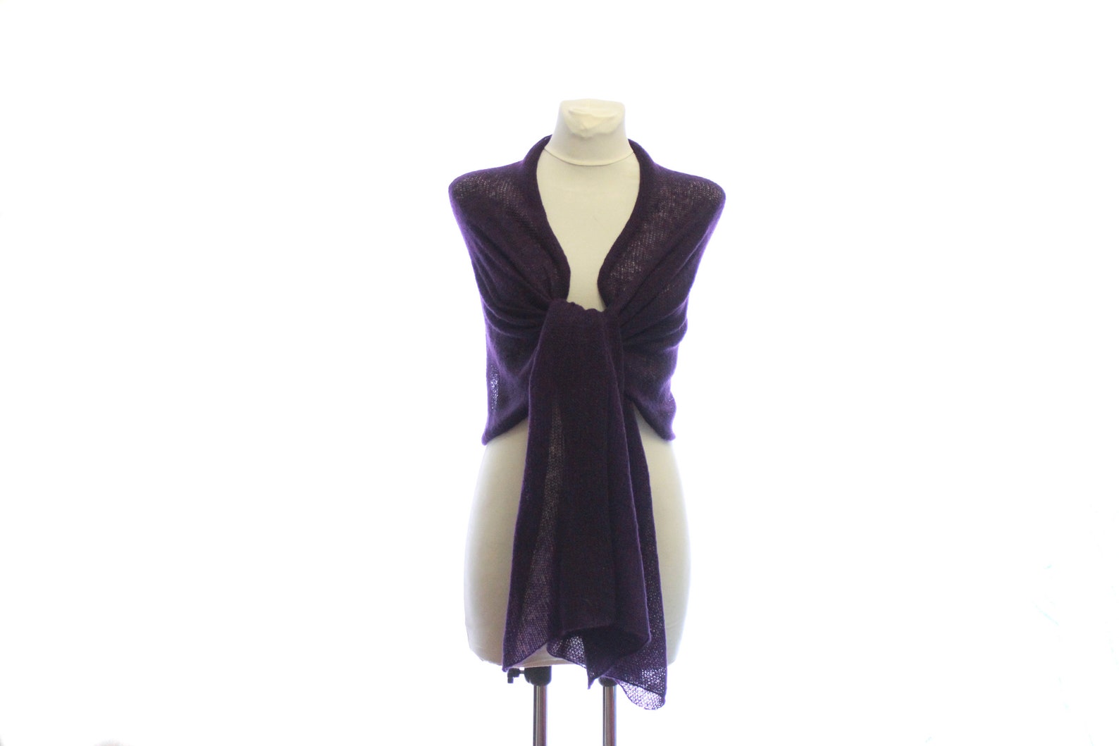 Knitted Lace Scarf Dark Violet Mohair Wrap Scarf for Women - Etsy