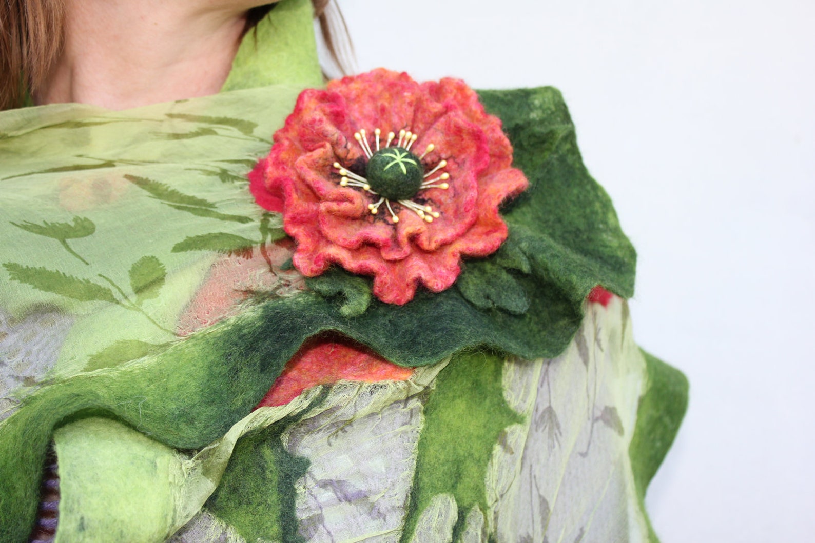 Felt Flower Brooch POPPY / Felt Jewelry/ Wool Flowers/ Felted - Etsy