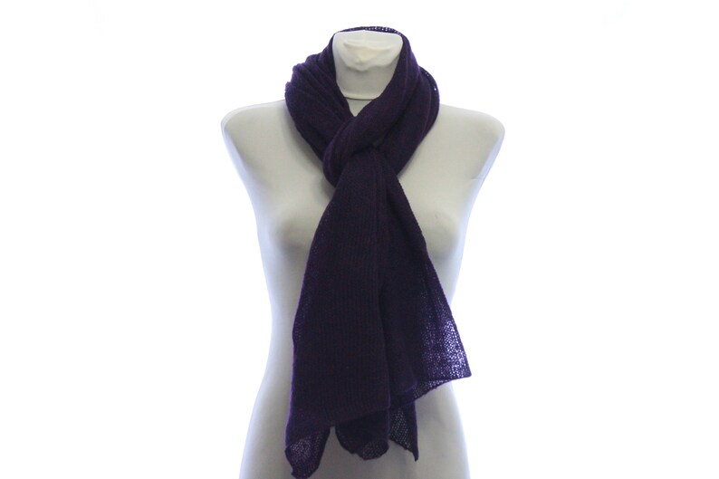 Knitted Lace Scarf Dark Violet Mohair Wrap Scarf for Women - Etsy