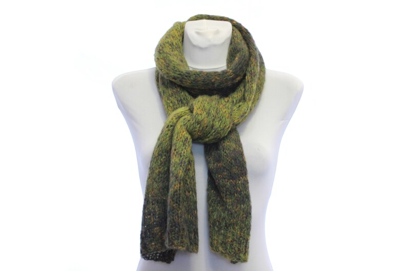 Knitted Scarf Herbal Green Stola Mohair Wrap Scarf for - Etsy
