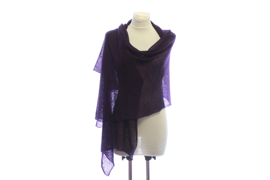 Knitted Lace Scarf , Dark Violet , Mohair Wrap Scarf for Women , Mohair ...