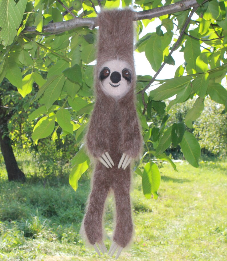 Knitted a Sloth Scarf Fuzzy Soft Scarf. Brown Biege Sloth - Etsy