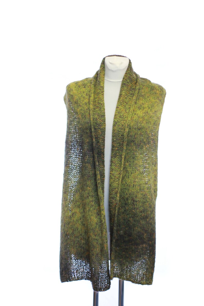 Knitted Scarf Herbal Green Stola Mohair Wrap Scarf for - Etsy