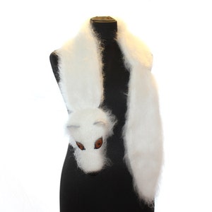 Arctic Fox Polar Fox. Hand Knit Fox Scarf. Fuzzy Soft Scarf White. Fox ...
