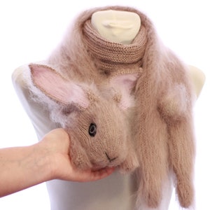 Knitted Rabbit Scarf / Animal Scarf / Fuzzy White Soft Scarf / Pet ...
