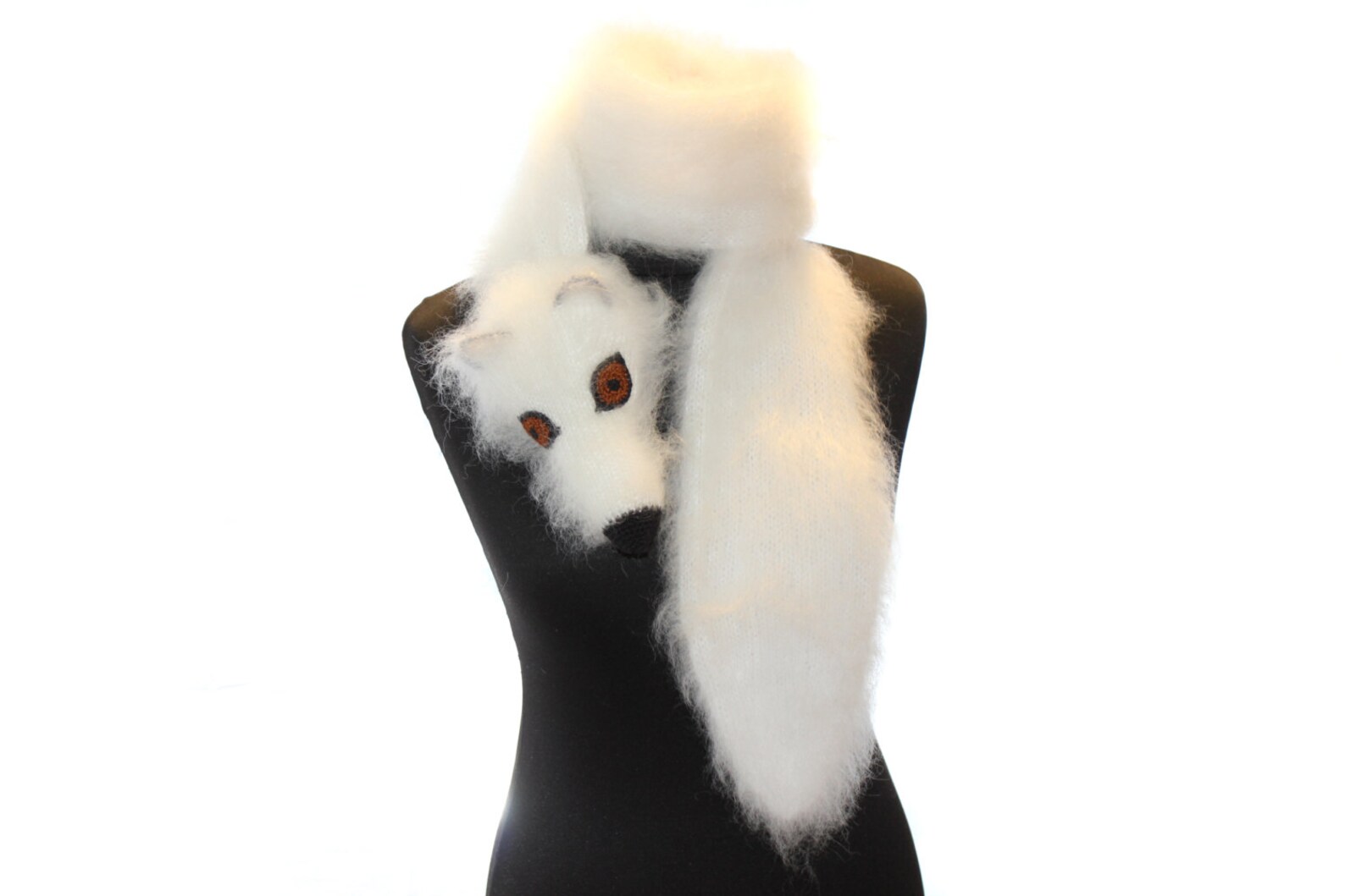 Arctic Fox Polar Fox. Hand Knit Fox Scarf. Fuzzy Soft Scarf - Etsy