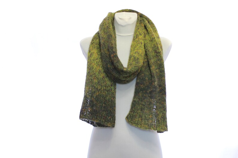 Knitted Scarf Herbal Green Stola Mohair Wrap Scarf for - Etsy