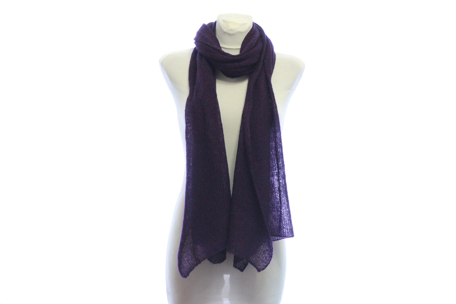 Knitted Lace Scarf Dark Violet Mohair Wrap Scarf for Women - Etsy