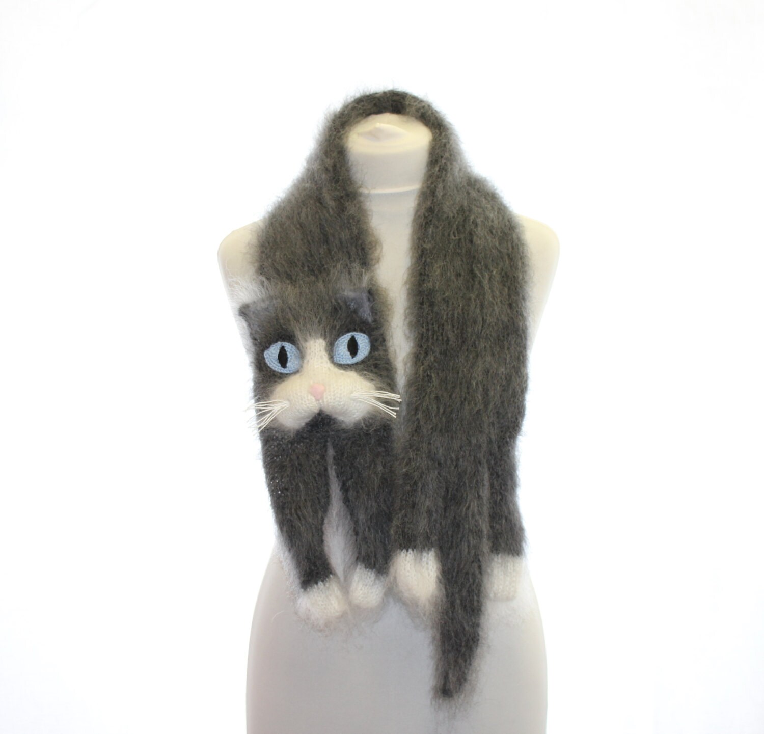 Free Shipping Knitted Scarf / Snowshoe Cat / Fuzzy Soft Scarf - Etsy