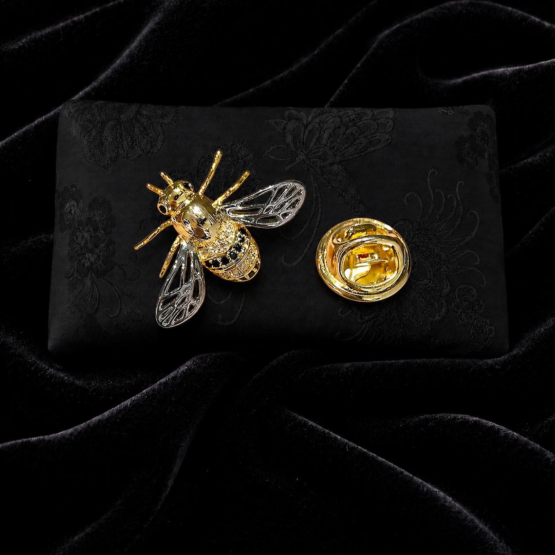 Zirconia Honey Bee Brooch, Gold Tone Insect Pin, Miniature Crystal Bug ...