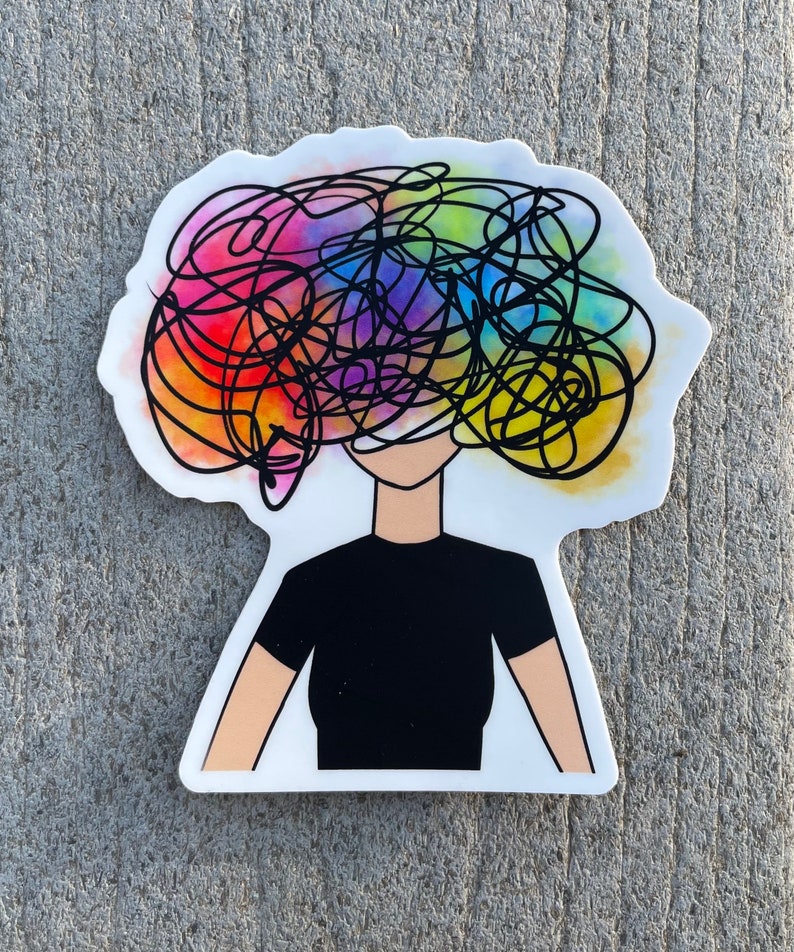Messy Mind Sticker Original Art Portrait Brain Fog Colorful Mental ...