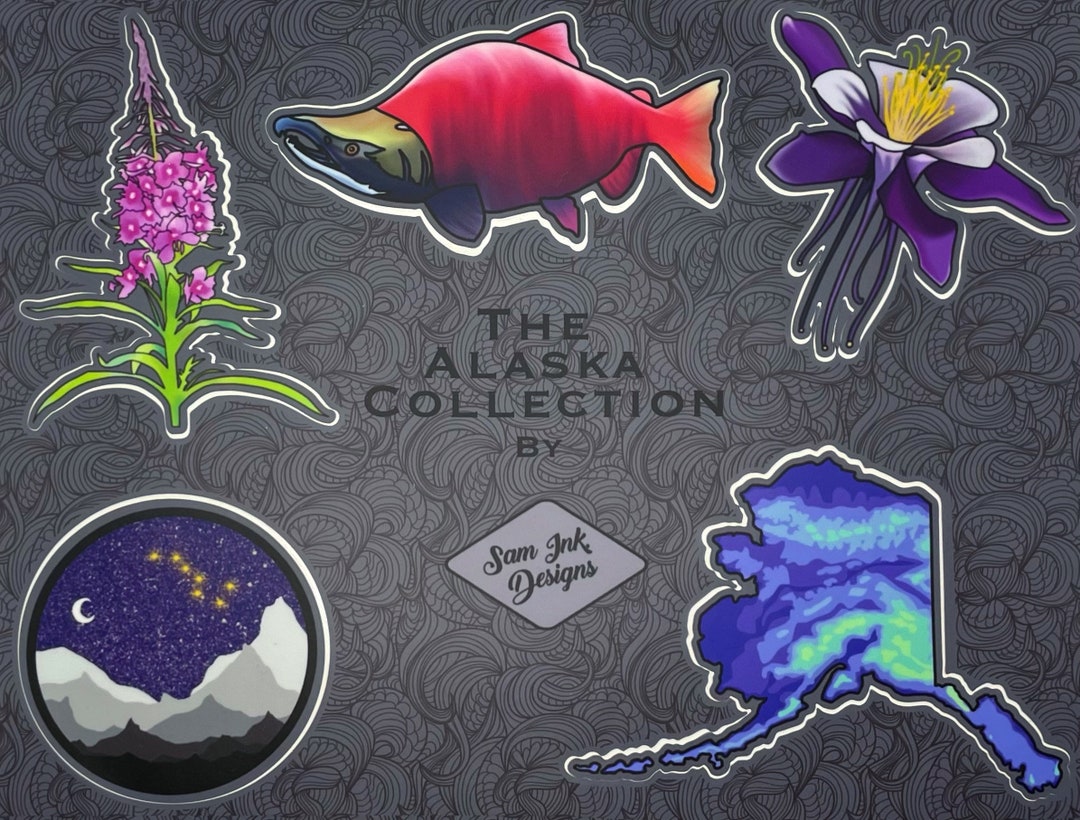 ALASKA STICKER PACK – Waterproof Sticker Sheet – Alaska Country –salmon ...