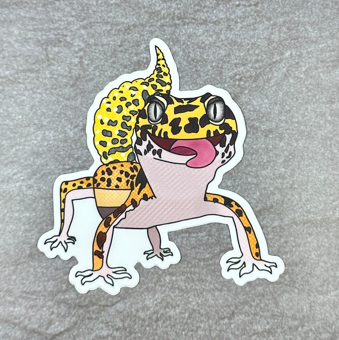 Leopard Gecko Sticker Waterproof Cute Animal Laptop and Water Bottle ...