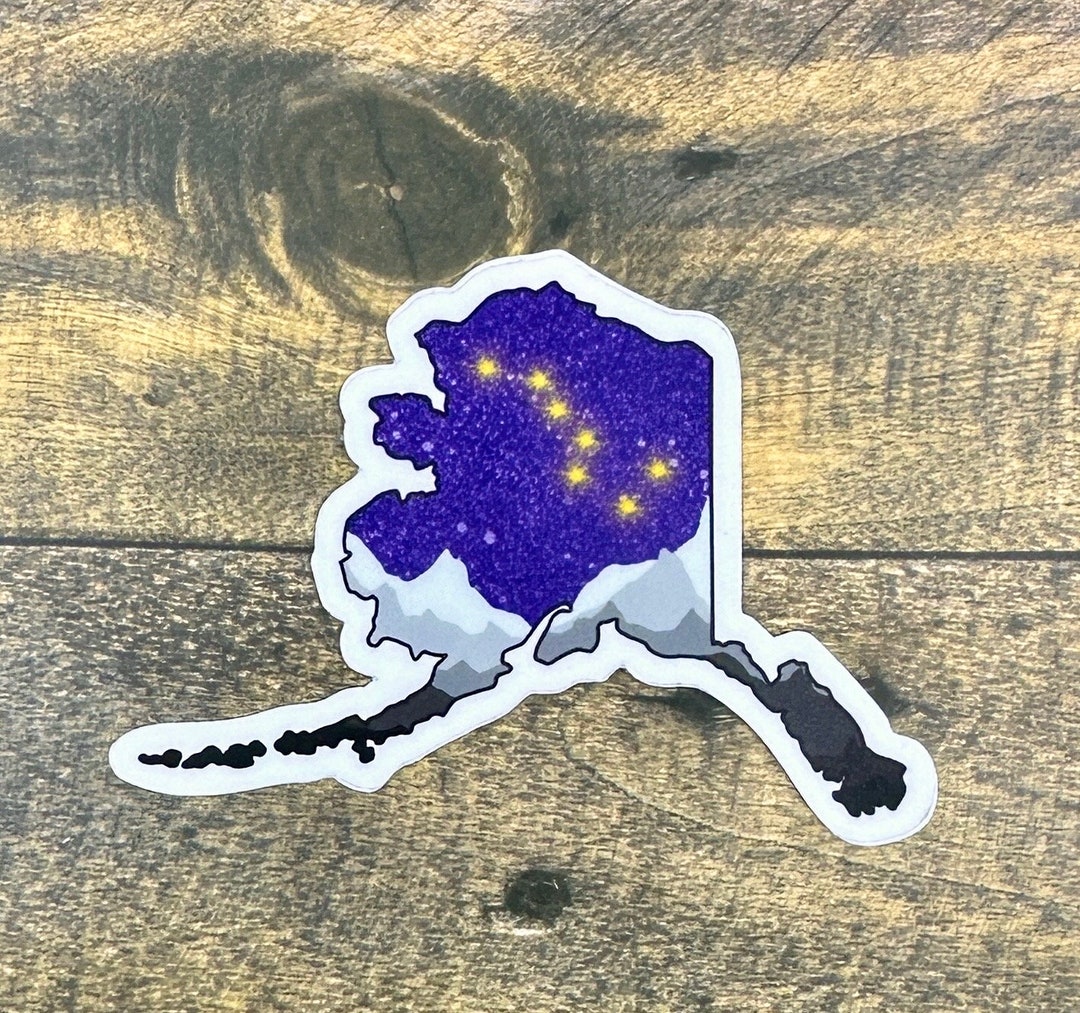 Alaska Sticker Big Dipper Stars Decal Mountain Range Original Artwork ...