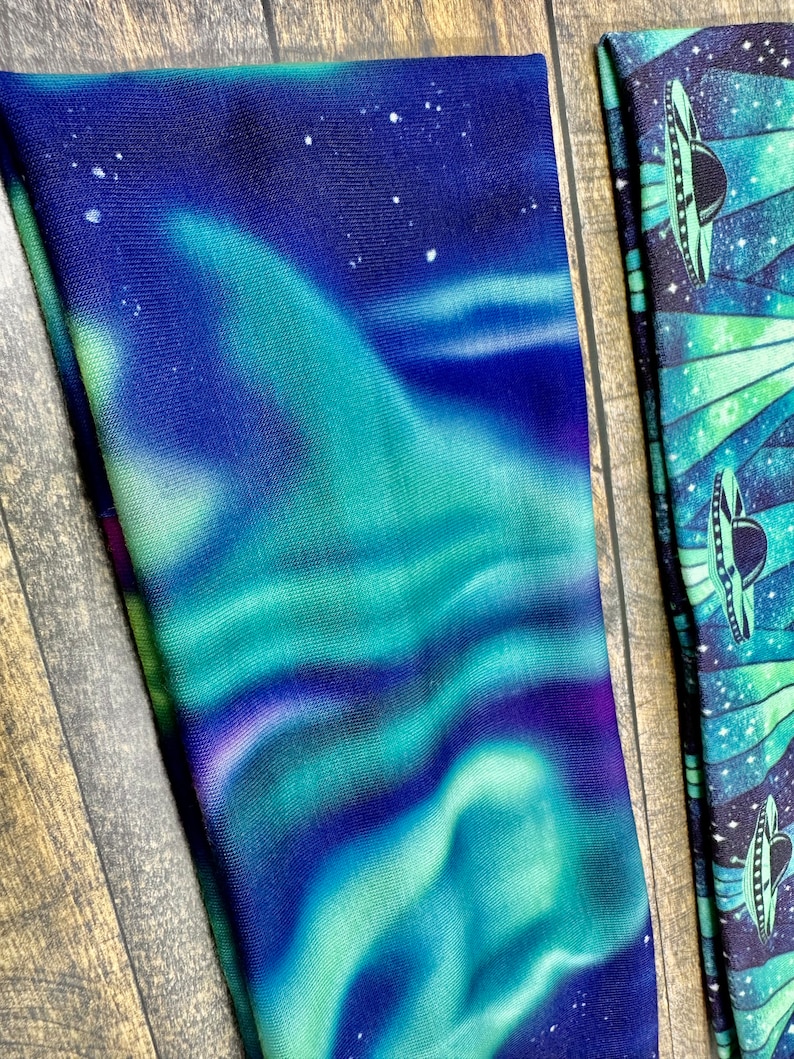 Alien Spaceship and Northern Lights Handmade Headbands Jersey Knit Soft ...
