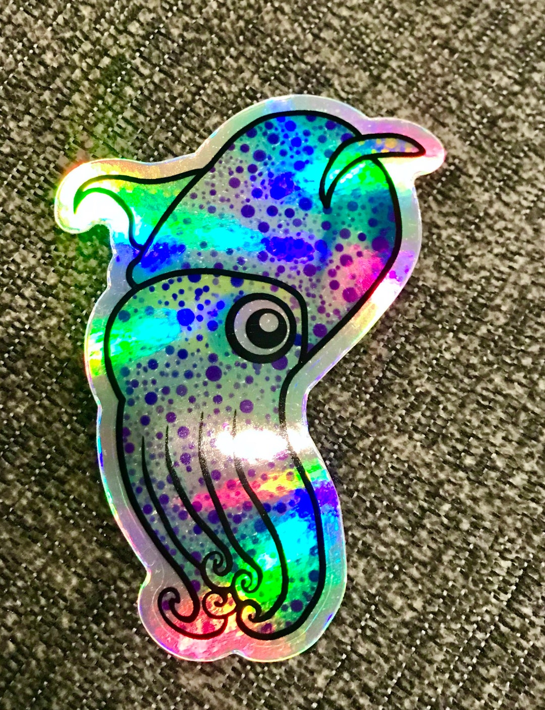 CUTTLEFISH STICKER – Holographic Stickers – Waterproof Die Cut Stickers ...