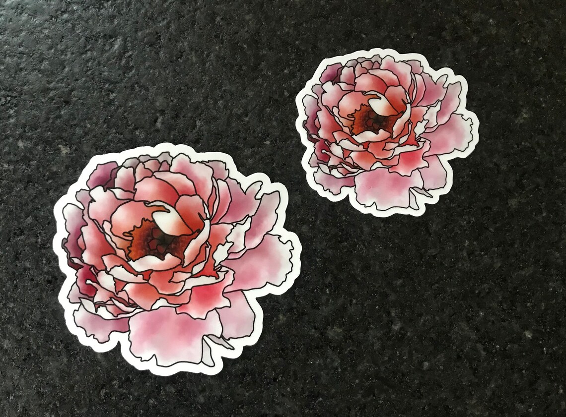 Peony Original Design Sticker Waterproof | Etsy