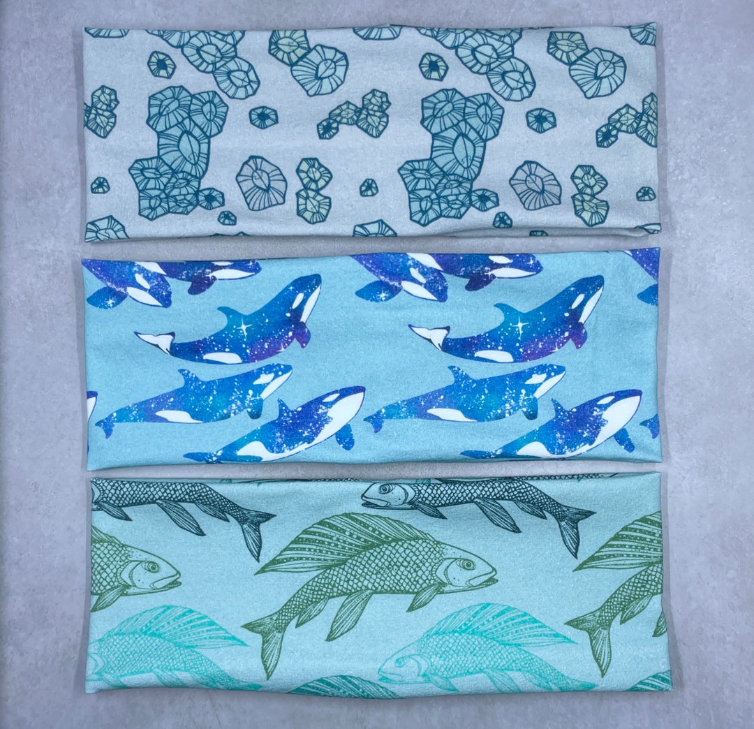 Orca Barnacles Grayling Fish Watercolor Headbands Jersey Knit Soft - Etsy